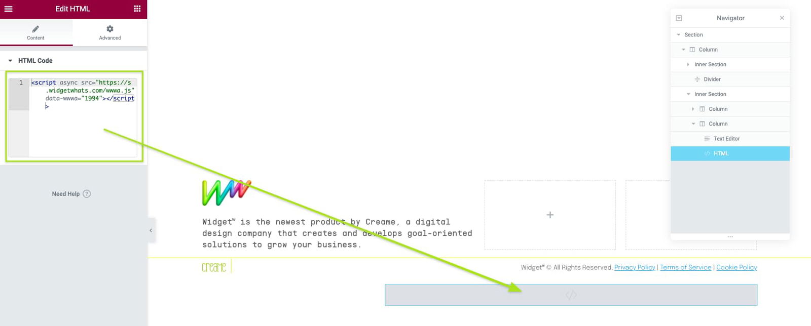 How to add Widget WhatsApp to Elementor • WidgetWhats